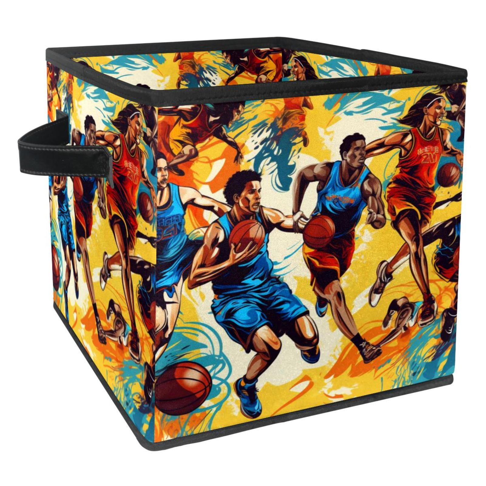 Basketball Large Capacity Foldable Cube Organizer with Handle, 10.8"x10 ...