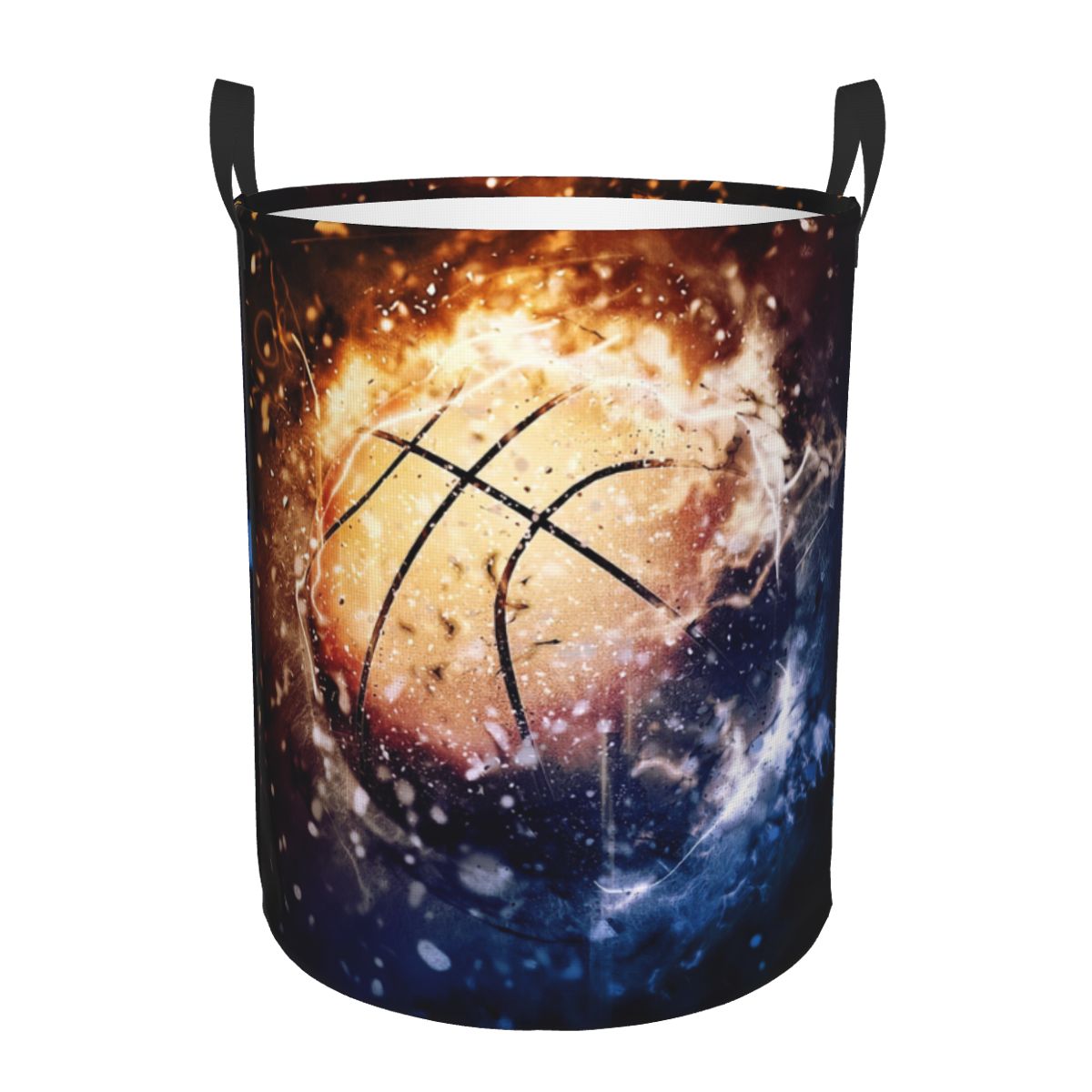 Basketball Laundry Basket Collapsible Dots Round Physical culture Clothing Hamper Toys Organizer ...