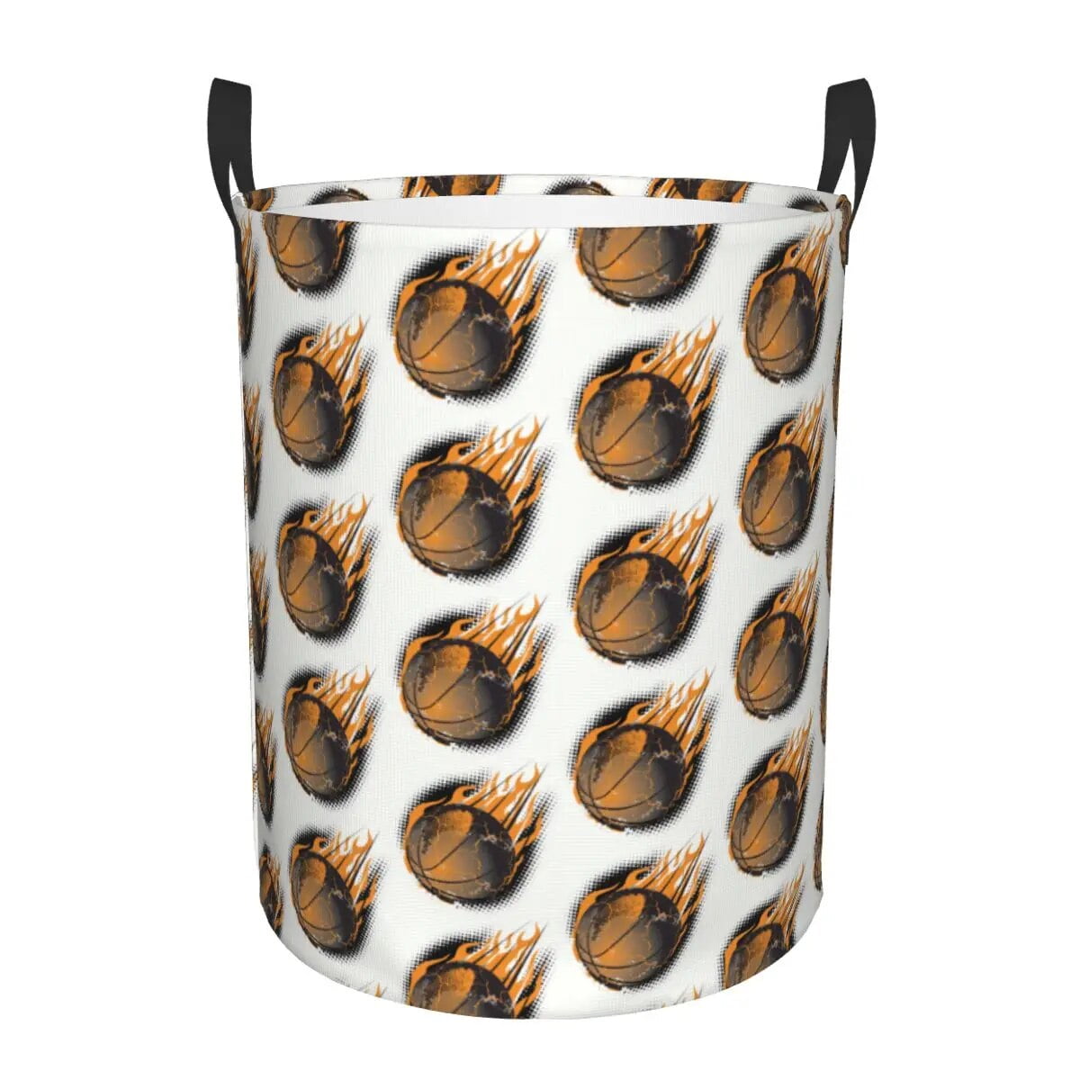 Basketball Laundry Basket Collapsible Physical culture Dots Round ...