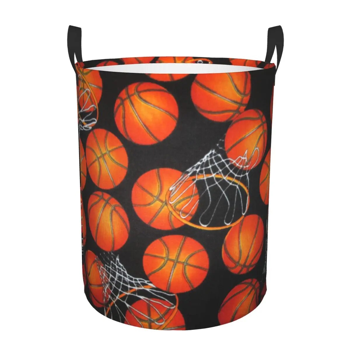 Basketball Laundry Basket Collapsible Physical culture Dots Round ...