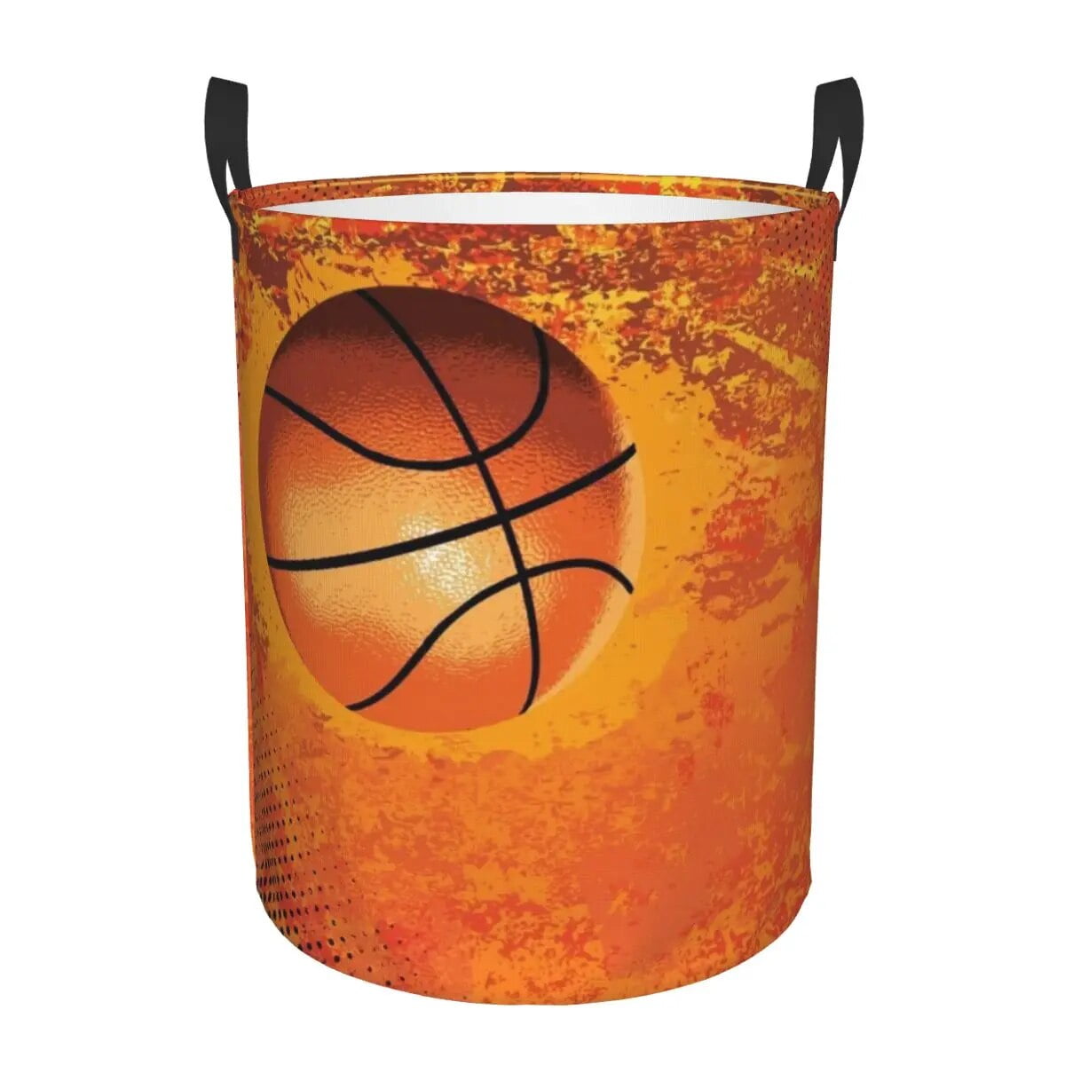 Basketball Laundry Basket Collapsible Physical culture Dots Round ...