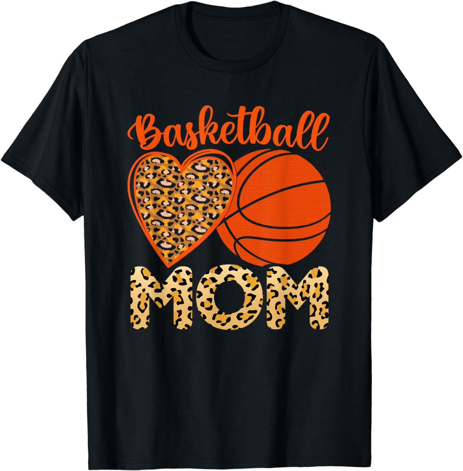 Basketball Leopard Mom Basketball Player Funny Basketball T-Shirt ...