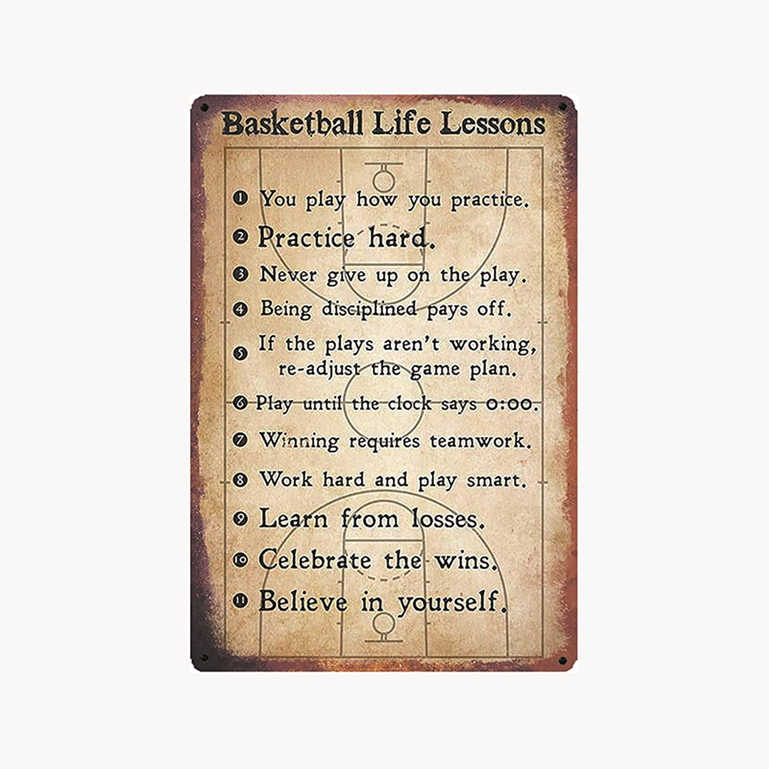 Basketball Life Lessons Metal Tin Sign for Bar Cafe Garage Wall Decor ...