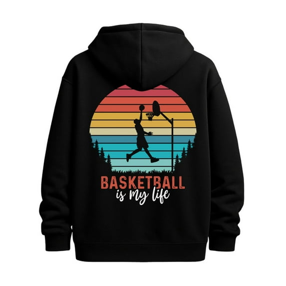 Basketball Life hoodies men's machine washable black Comfortable ...