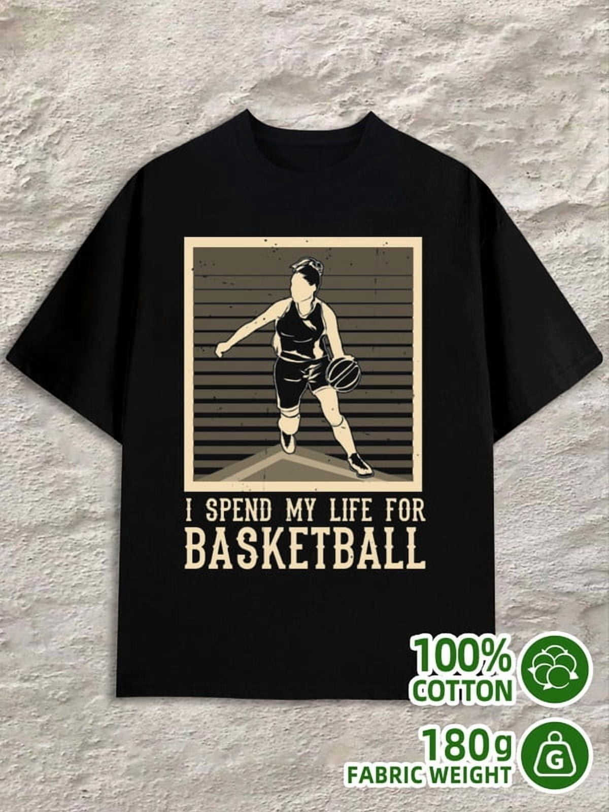 Basketball Life mens black 180G 100% Cotton Classic casual T-shirt ...
