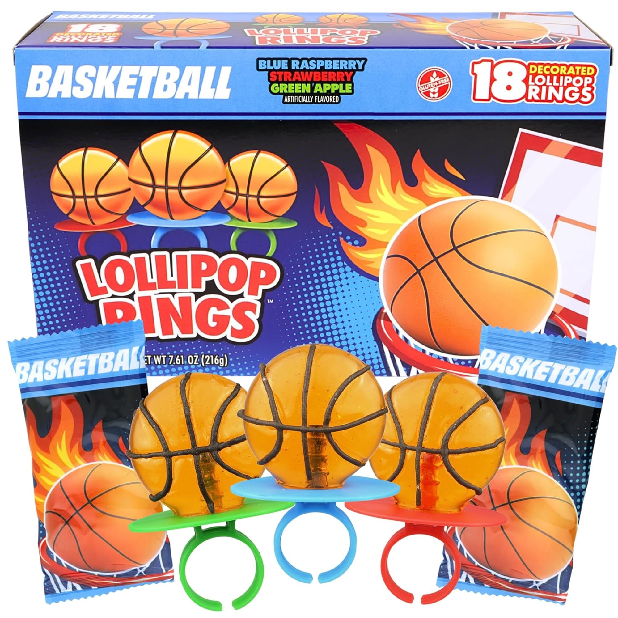 Imaginings 3's Basketball Lollipop Rings, Party Candy, 18 Count, 7.61 ...