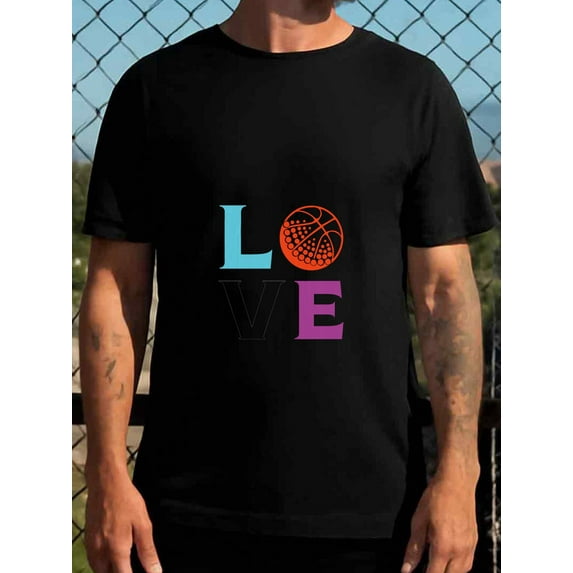 Basketball Love Tee for men Exercise 180G 100% Cotton black Running ...