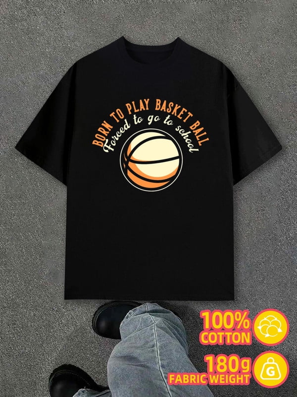 Basketball Lover Tee men's black 180G 100% Cotton printed T-shirts ...
