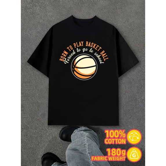 Basketball Lover Tee men's black 180G 100% Cotton printed T-shirts ...