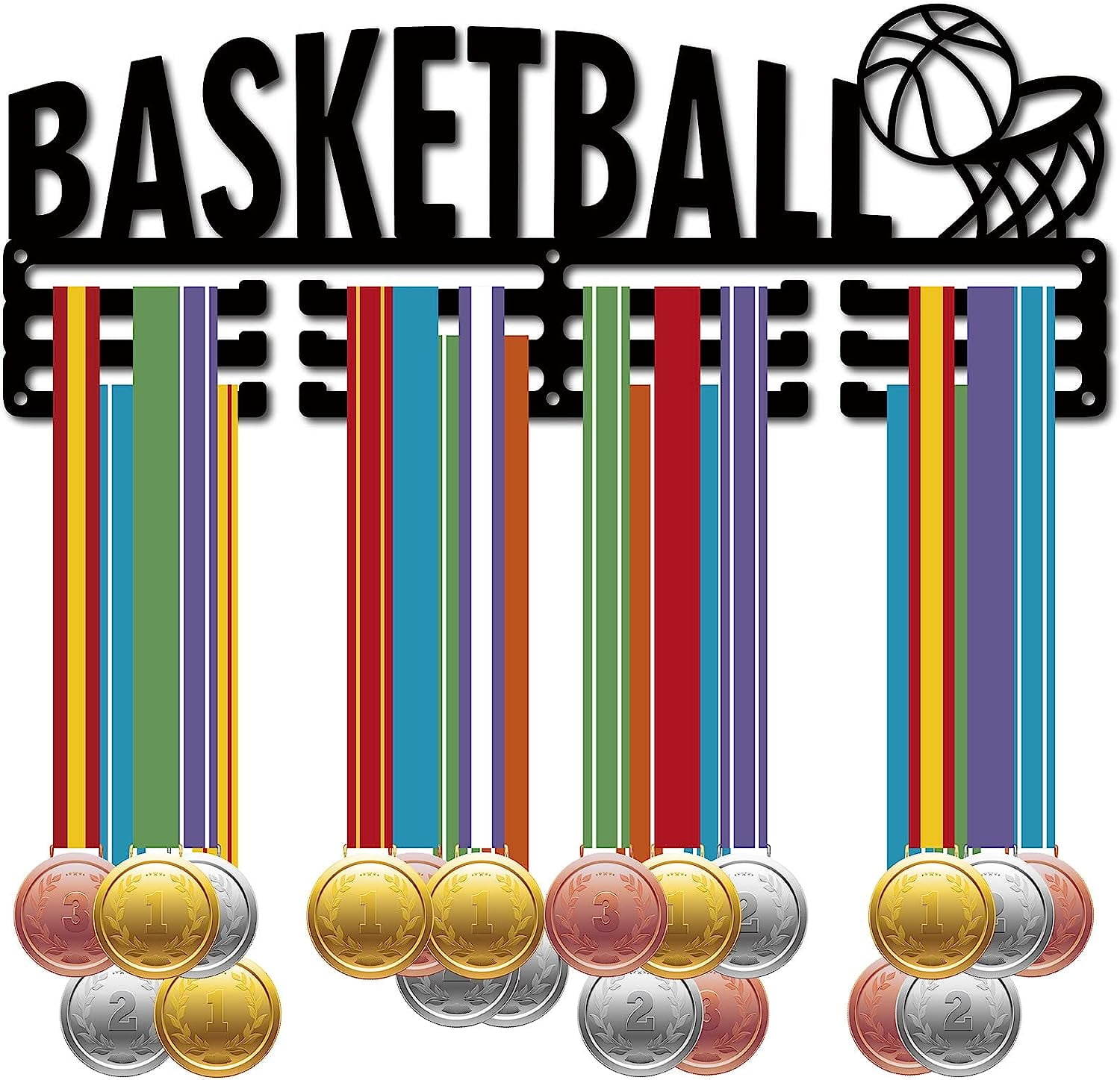 Basketball Medal Display Holder Sports Metal Medal Hanger Black Wall ...