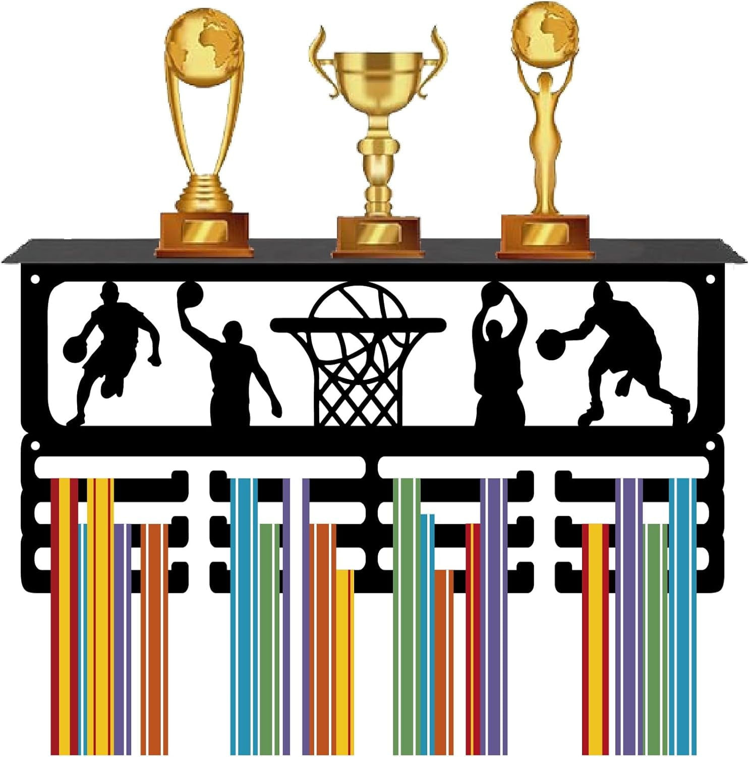 Basketball Medal Holder Medal Display with Shelf Trophy Rack Sports ...