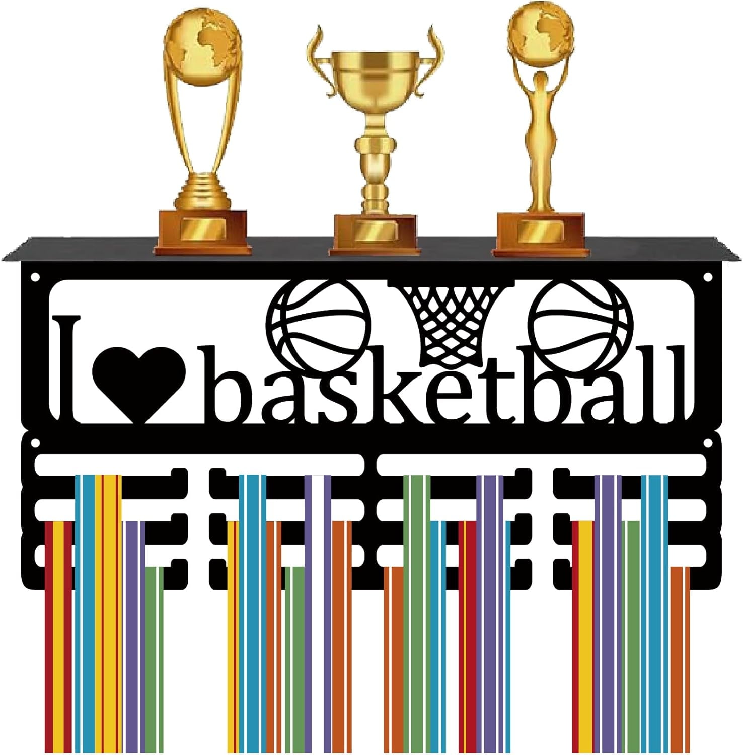Basketball Medal Holder Trophy Shelf Medal Hanger Display with Shelf ...