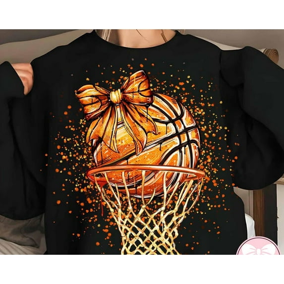 Basketball Mom Coquette , Game Day Bow Basketball Design, Splatter ...