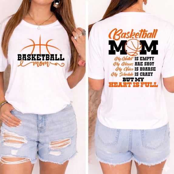 Basketball Mom My Heart Is Full T-Shirt – Sports Family Theme – Mother ...