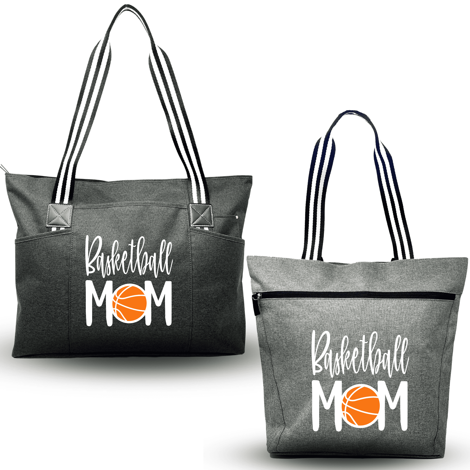 Basketball Mom Tote Bag - Large Zippered Tote Bag with Pockets for ...