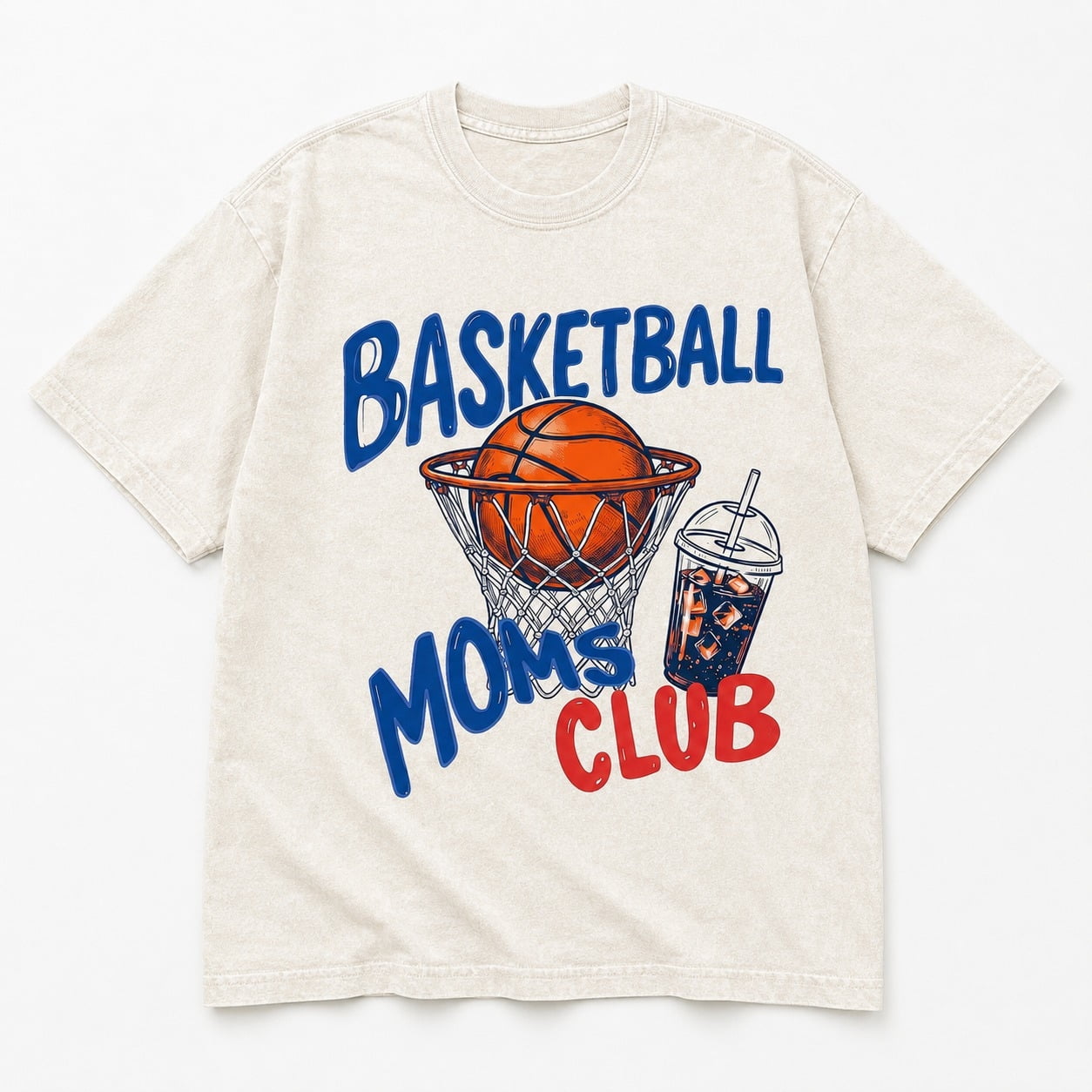 Basketball Moms Club Shirt, Unisex Mineral-Wash Cotton Tee, Game Day ...