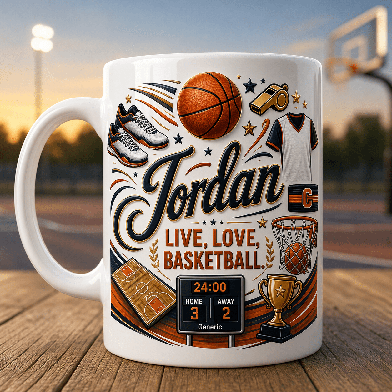 Basketball Mug Personalized Jordan Coffee Cup for Basketball Fan Player ...