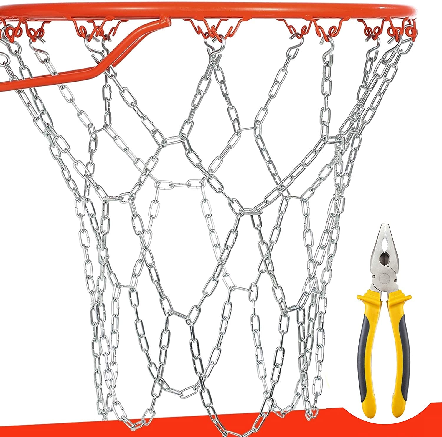 Basketball Net Heavy Duty Metal Chain Replacement with 12 S-hooks and ...