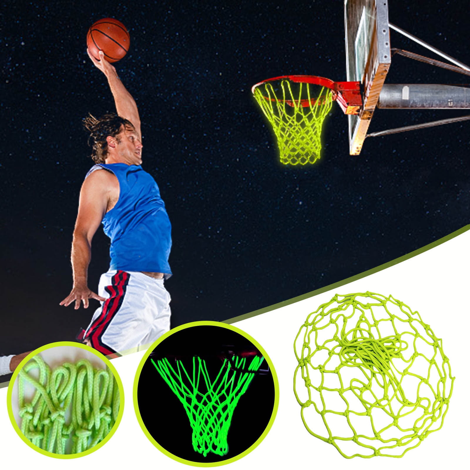 Basketball Net, Outdoor Glowing Basketball Hoop Replacement Net ...