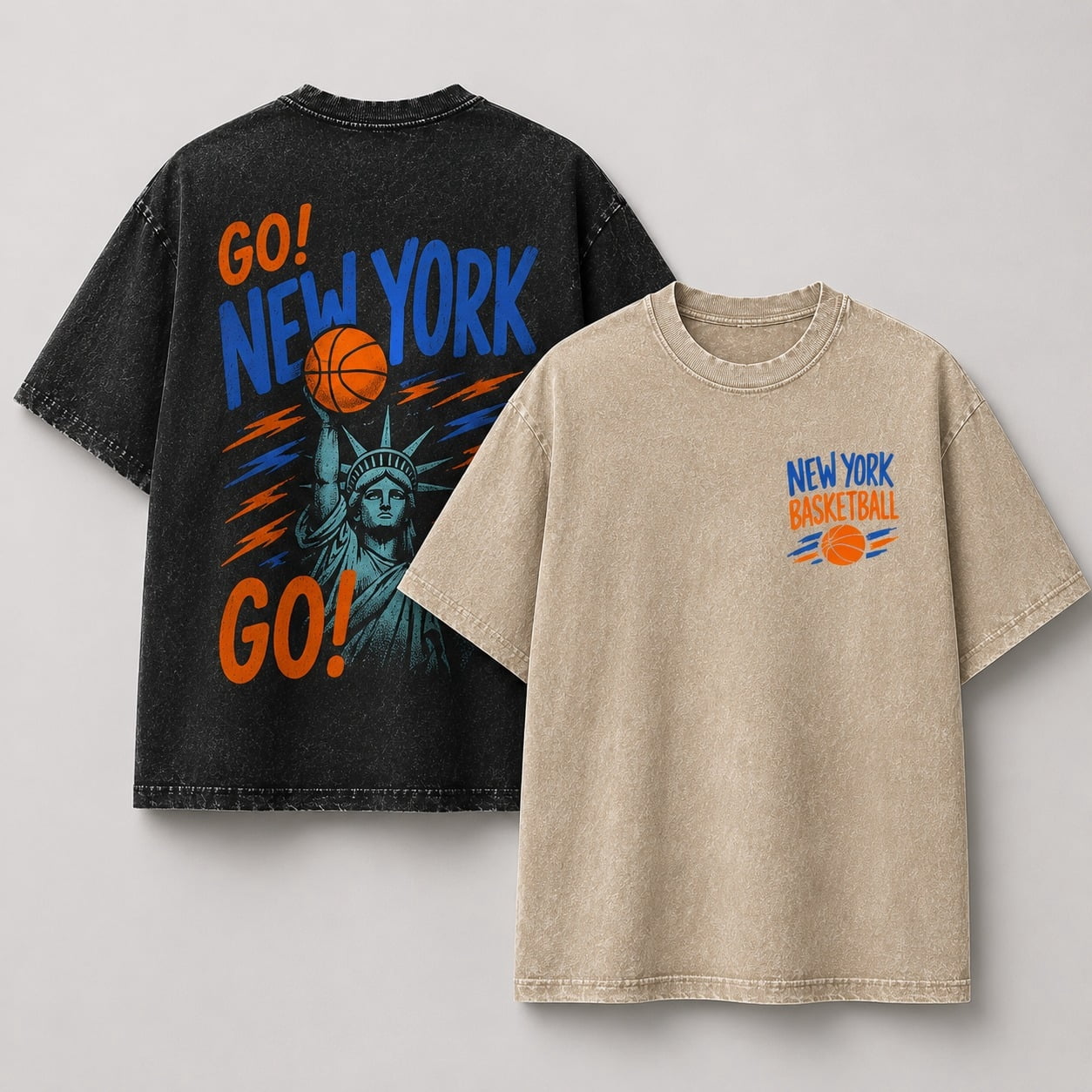 Basketball New York Graphic Mineral Wash T-Shirt, Unisex Classic Fit ...