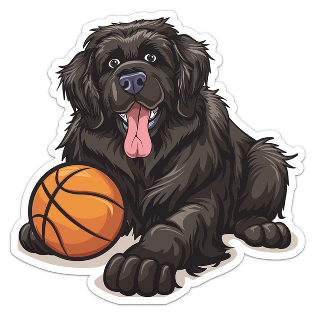 Basketball Newfoundland Dog Sticker Phone Decal Water Bottle Stickers ...