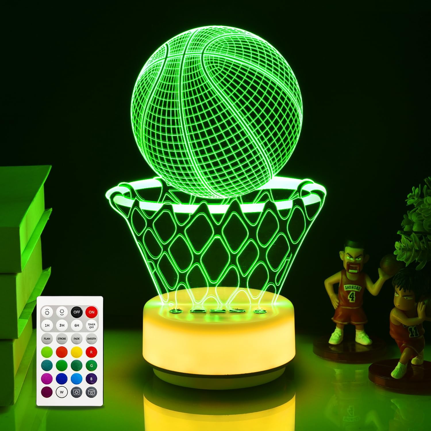 Basketball Night Light for Boys, 3D Illusion Led Lamp 14 Colors Bedroom ...