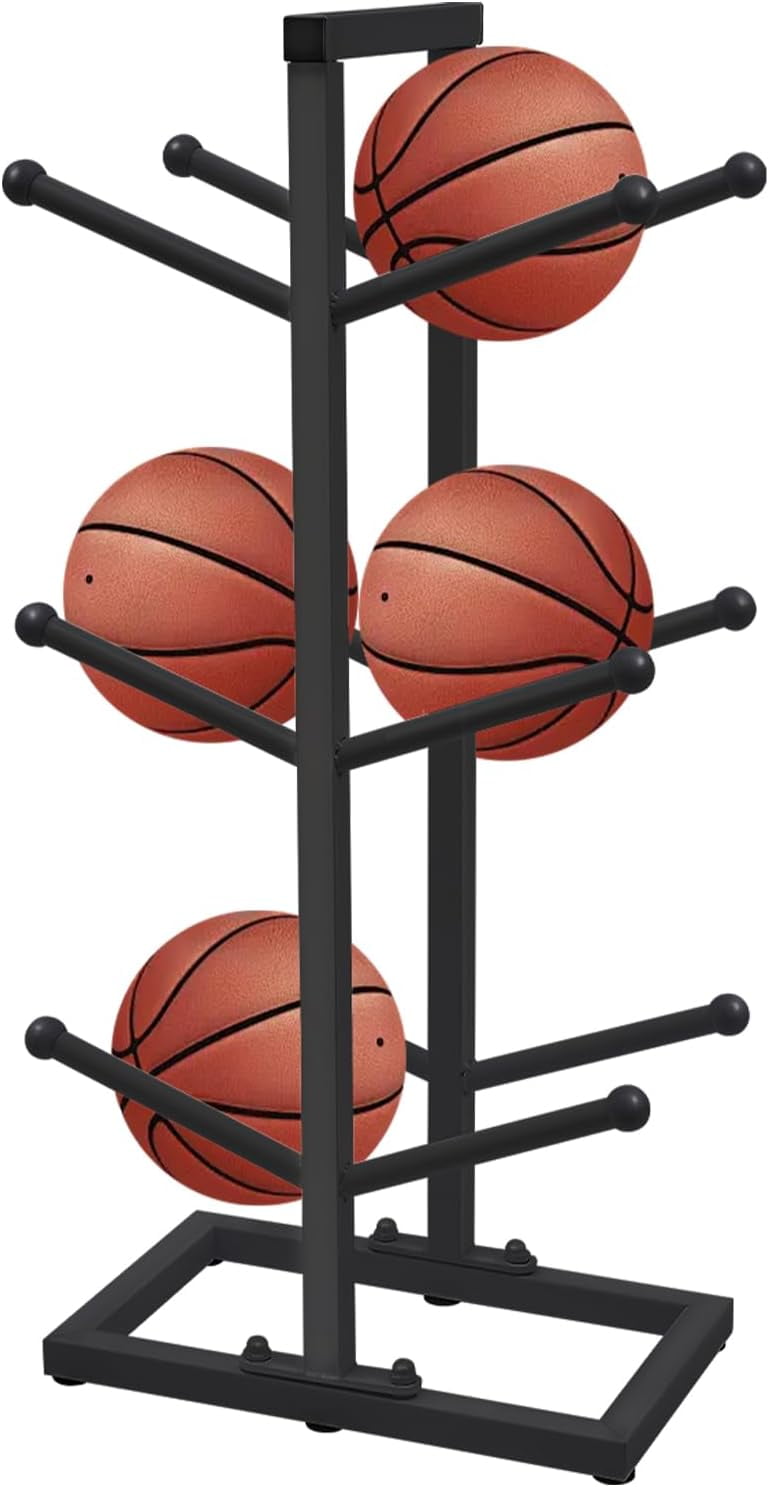 Basketball Organizers Rack, 3 Layer Ball Rack Display Stand 6-Ball ...