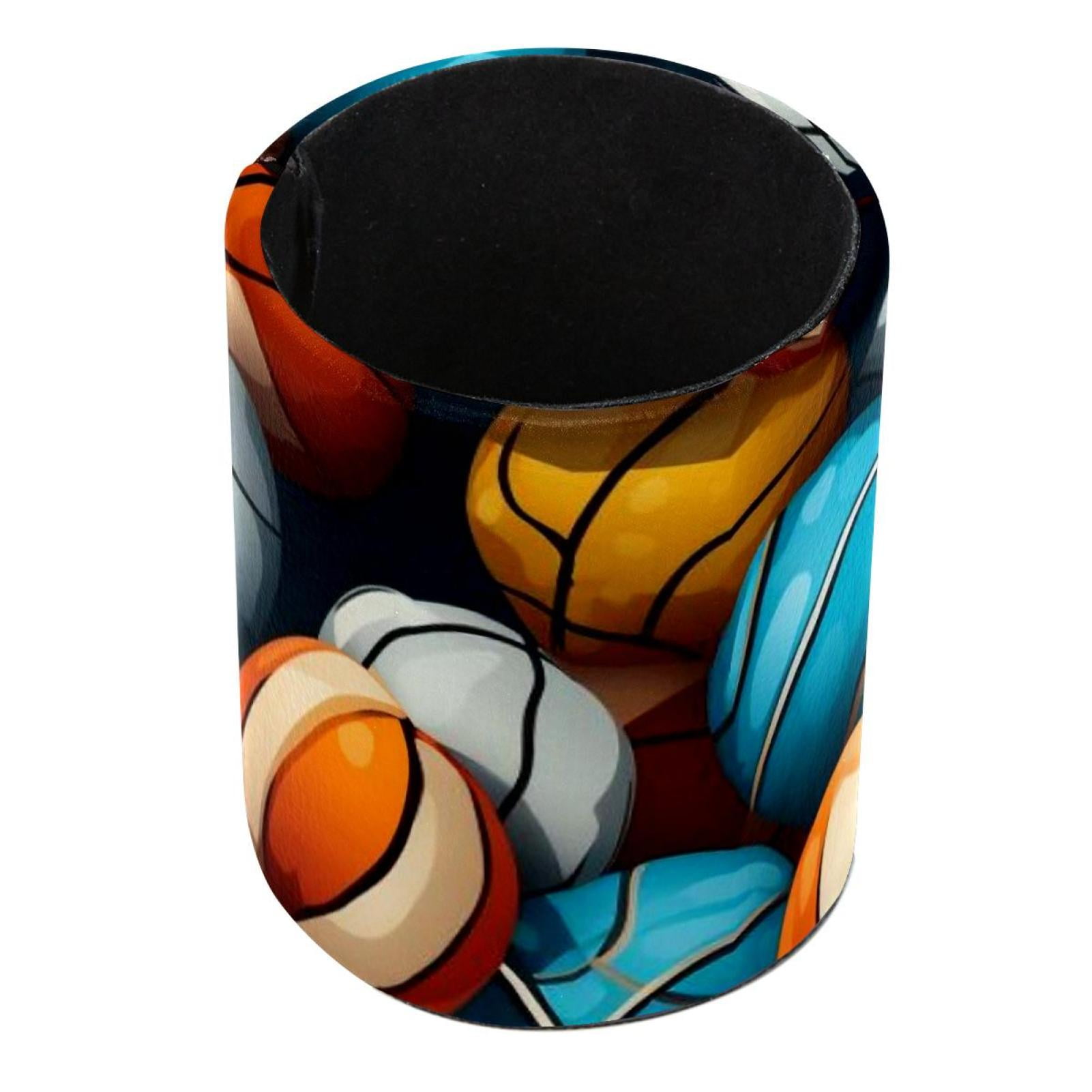 Basketball PVC Leather Cylinder Pen Pencil Holder Brush Holder, Lined ...