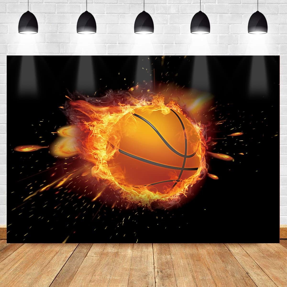 Basketball Party Backdrop Basketball Game Photo Background Black Studio ...