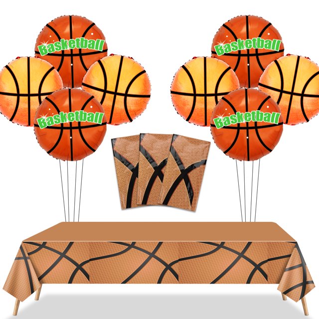Basketball Party Decorations - 3 Pcs Basketball Tablecloths, 8 Pcs Foil ...