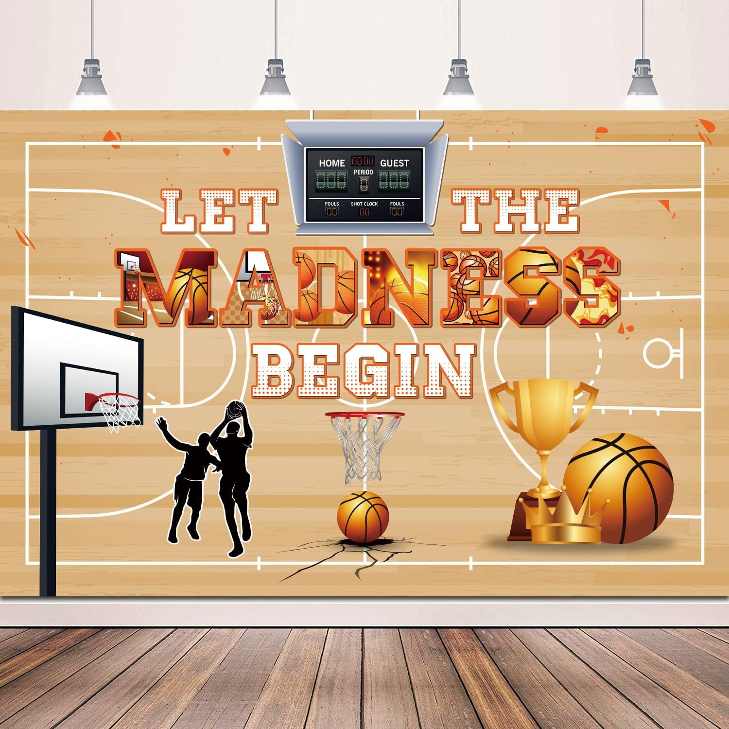 Basketball Party Decorations, 5x3ft Basketball Backdrop, Sports Theme ...