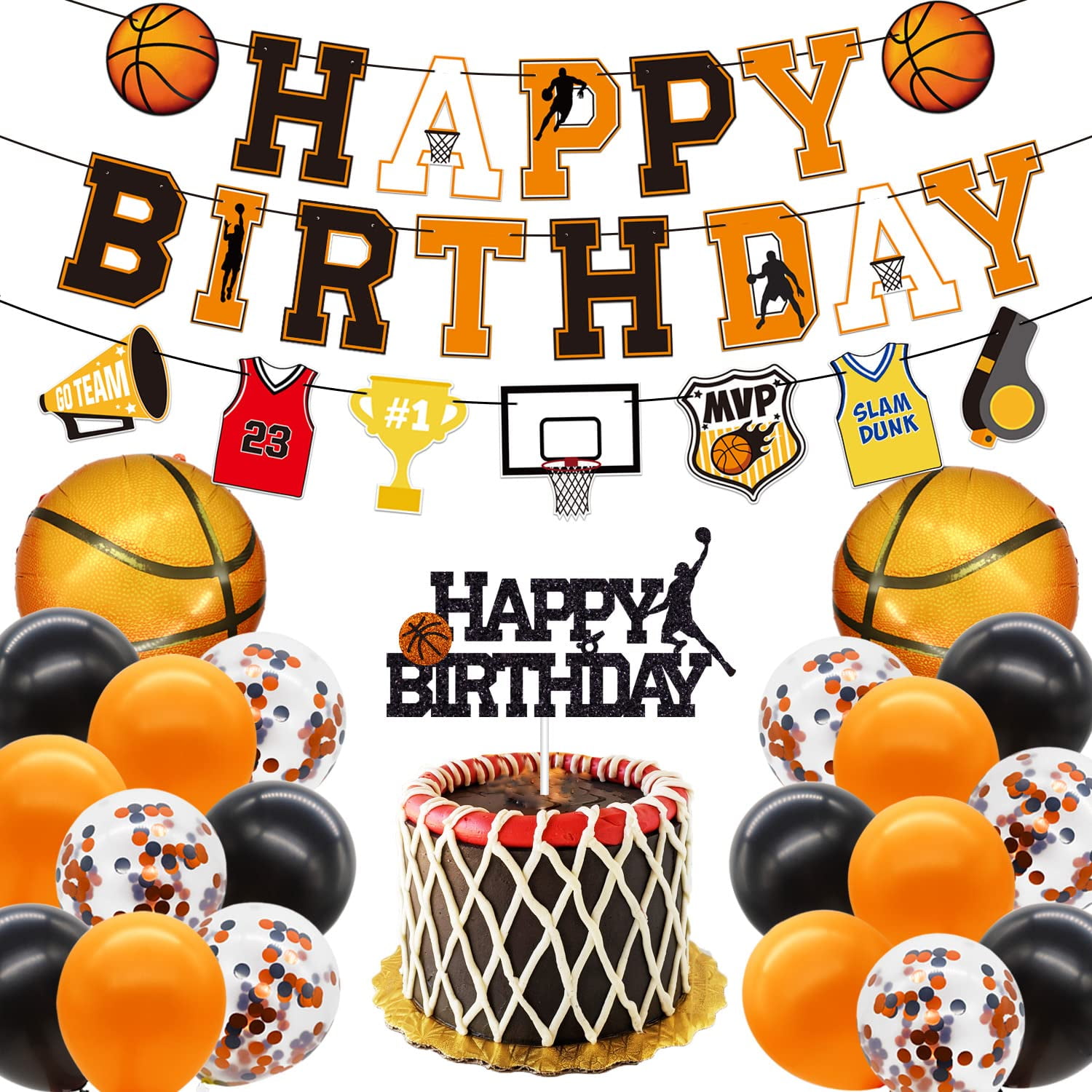 Basketball Party Decorations Supplies for Boys AFN1- Sports Theme Happy ...