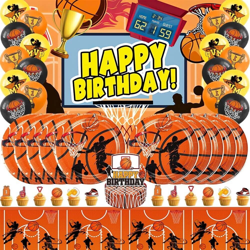 Basketball Party Supplies Birthday Decor Set Plates Balloons Banner ...