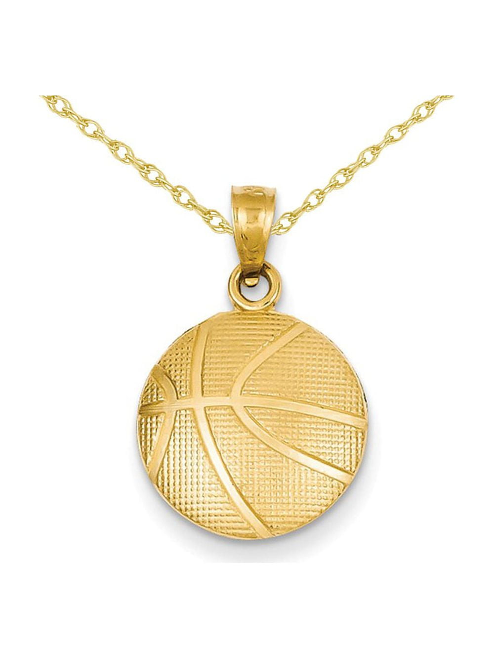 Basketball Pendant Necklace in 14K Yellow Gold with Chain - Walmart.com