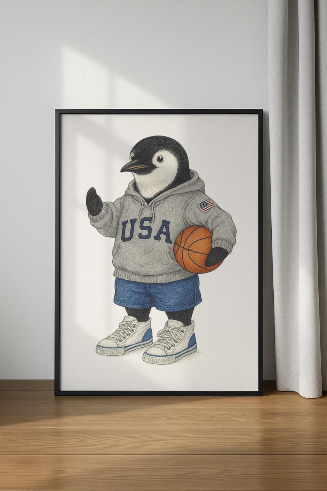 Basketball Penguin Poster, Poster, Basketball Penguin Poster, Cute ...