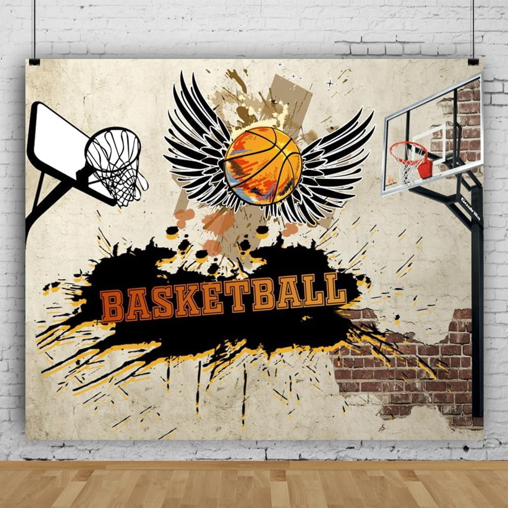 Basketball Photography Backdrop Sport Drawing Pattern Wall Background ...
