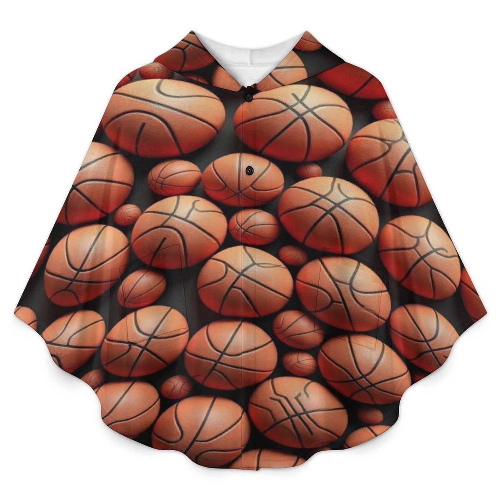 Basketball Pile Pattern Blanket Oversized Wearable Hooded Blanket Warm ...