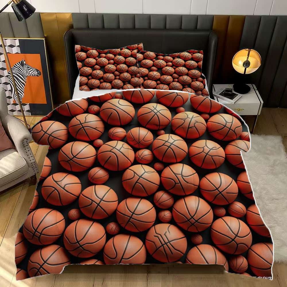 Basketball Pile Pattern Comforter Set King Size Bedding Set For Travl ...