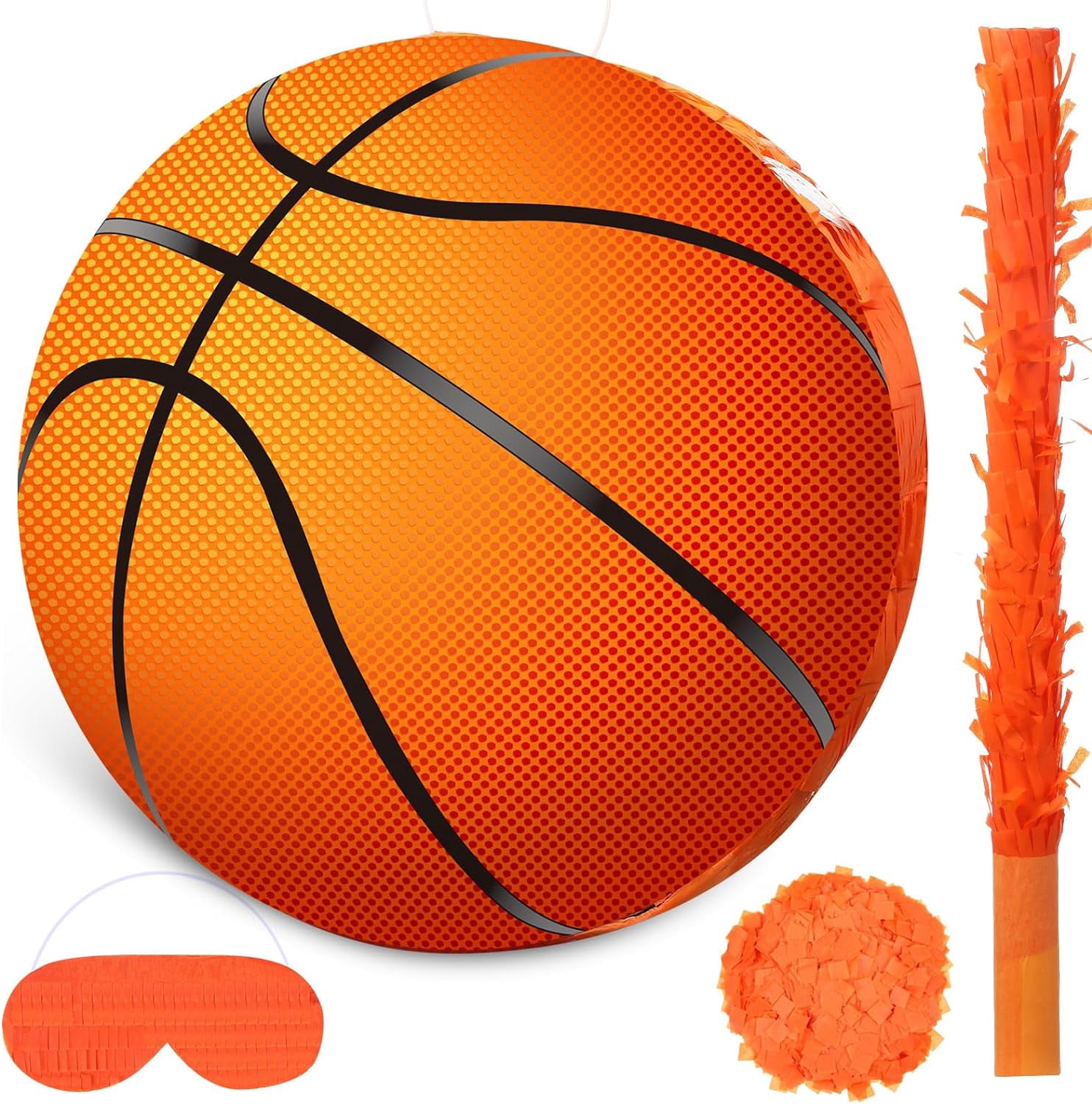 Basketball Pinata Bundle with Blindfold Bat and Confetti 13 x 13 x 3 ...