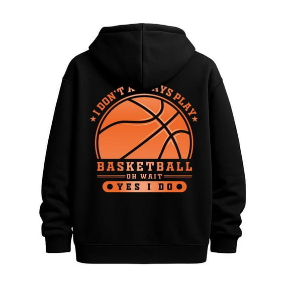Basketball Play graphic hoodies men's long sleeve black Regular Fit ...