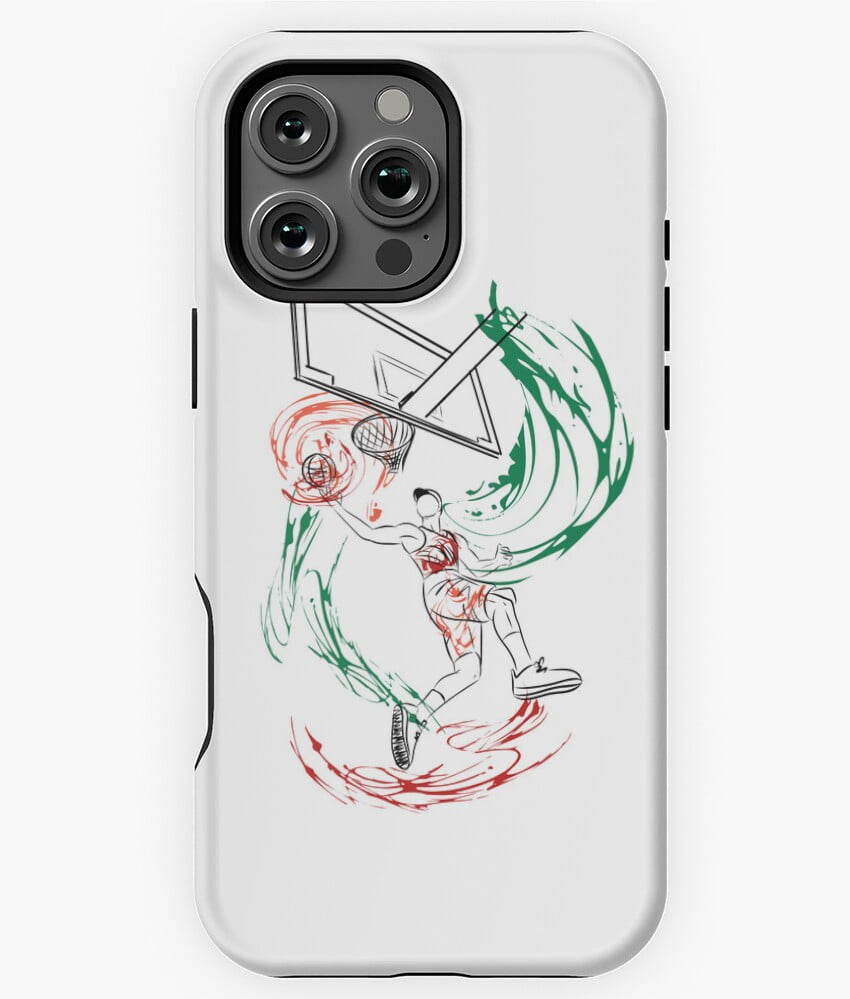 Basketball Player Dunking Art Dynamic Phone Case for iPhone 16 15 14 13 ...