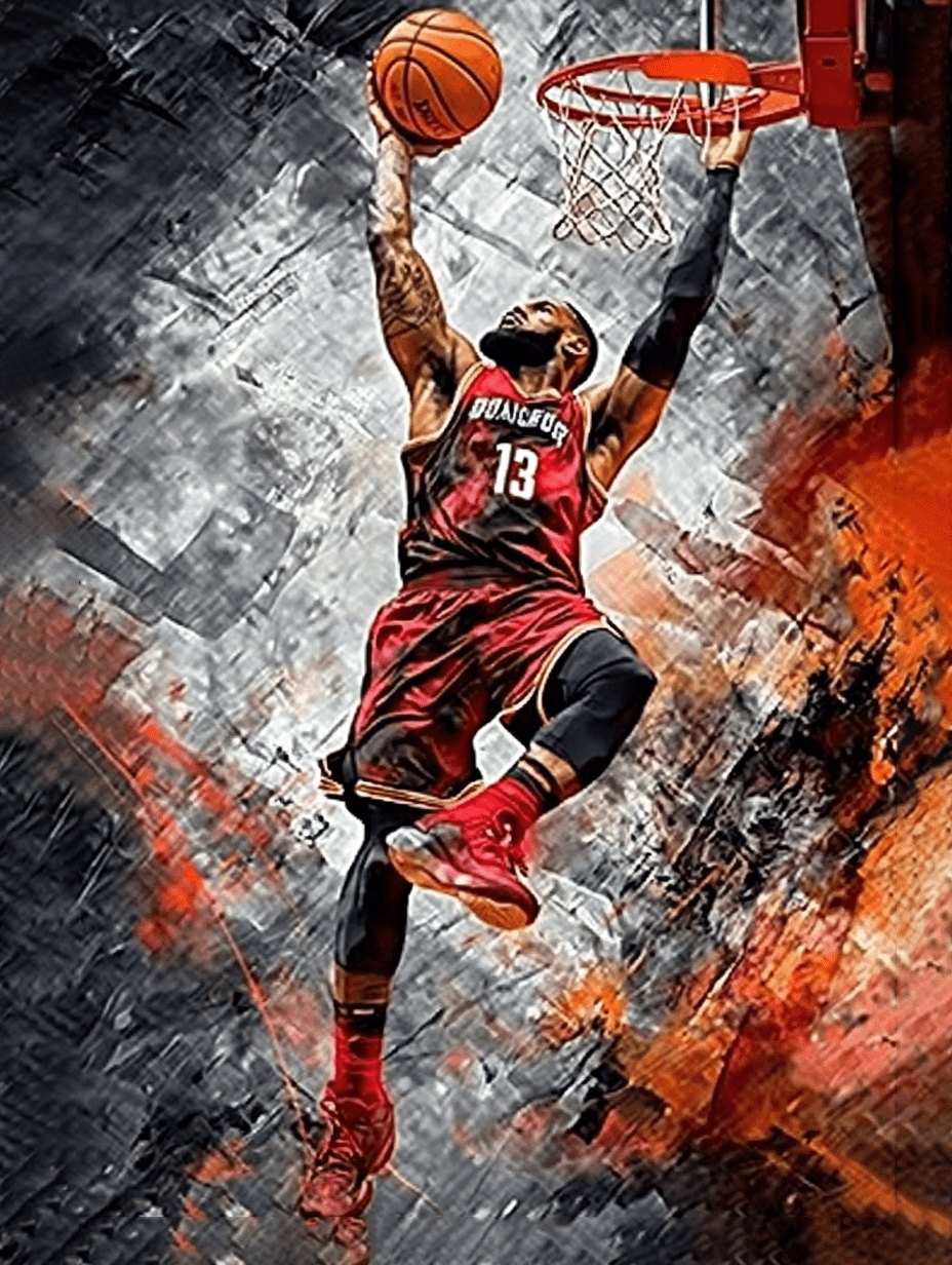 Basketball Player Dunking Decor Art Painting/Canvas Print， Perfect for ...