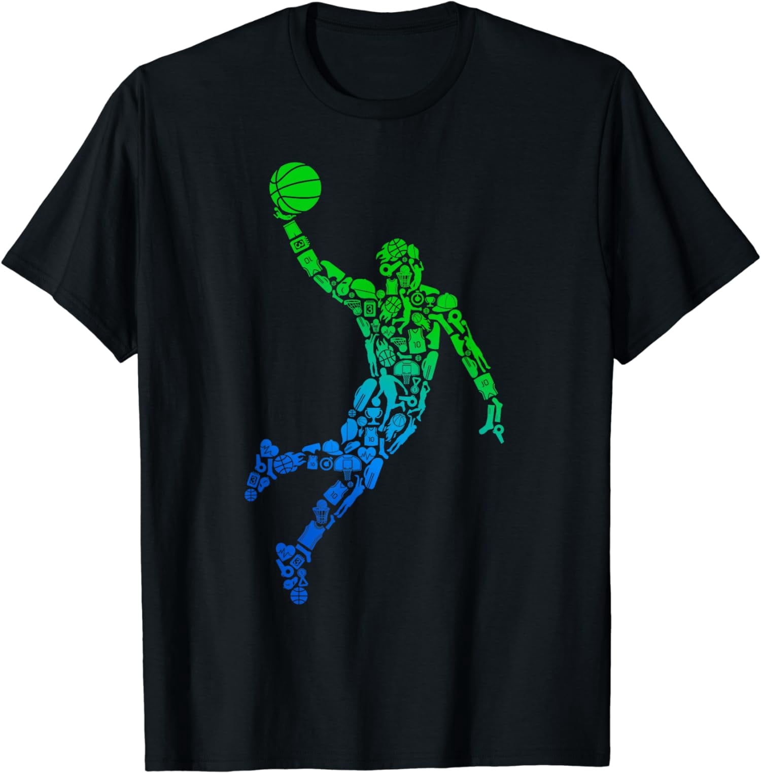 Basketball Player Dunking Symbols Boys Men Kids Basketball T-Shirt ...