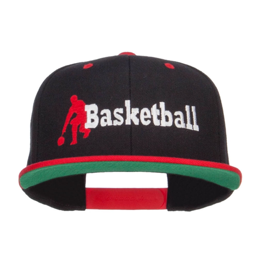 Basketball Player Embroidered Two Tone Snapback - Black Red OSFM ...