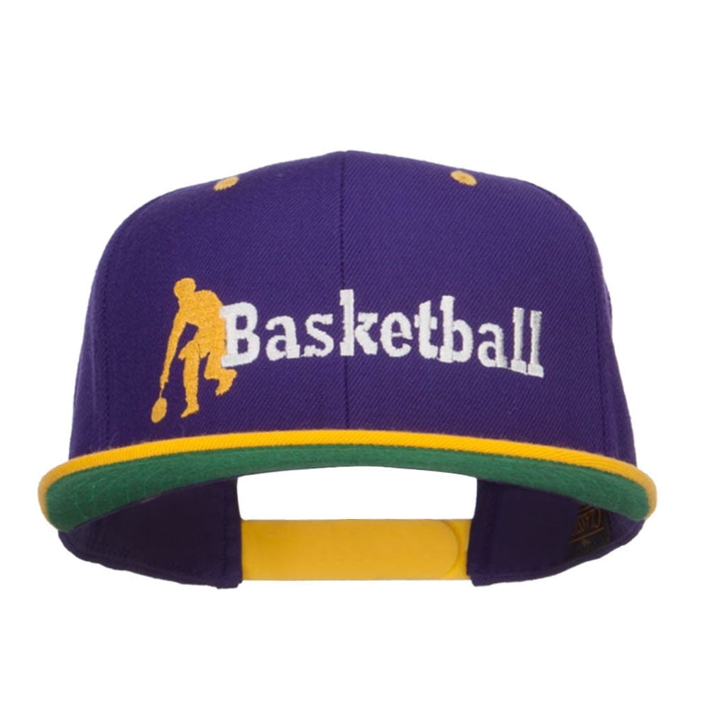 Basketball Player Embroidered Two Tone Snapback - Purple Gold OSFM ...