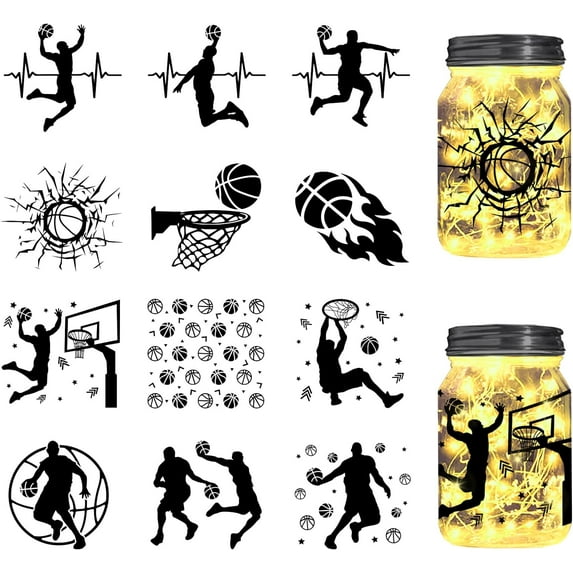 Basketball Player Jar Cutout Paper Silhouette Window Sports Plastic ...