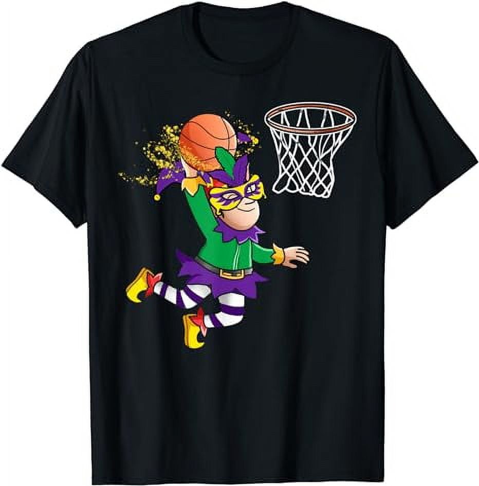 Basketball Player Jester Mardi Gras Carnival Parade Party T-Shirt ...