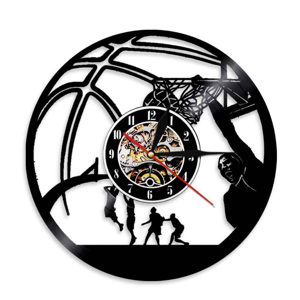 Basketball Player One Handed Jam Clock Vintage Vinyl Record Wall Clock ...