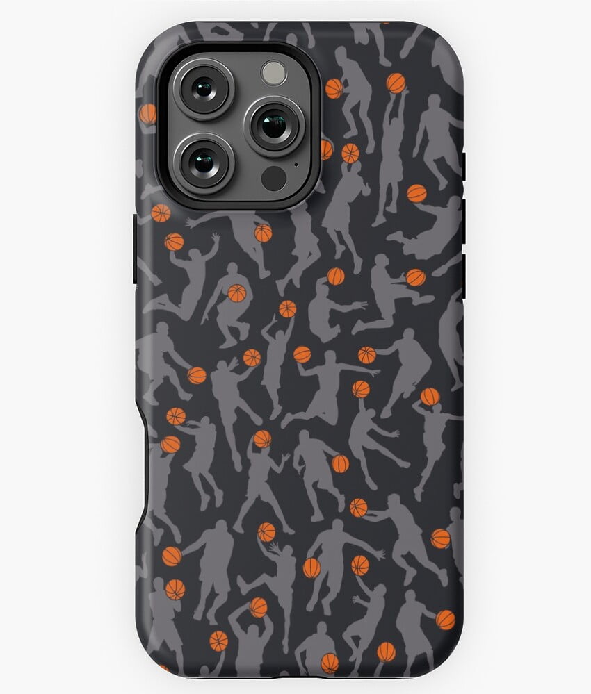 Basketball Player Pattern BLACK Sports Phone Case for iPhone 16 15 14 ...