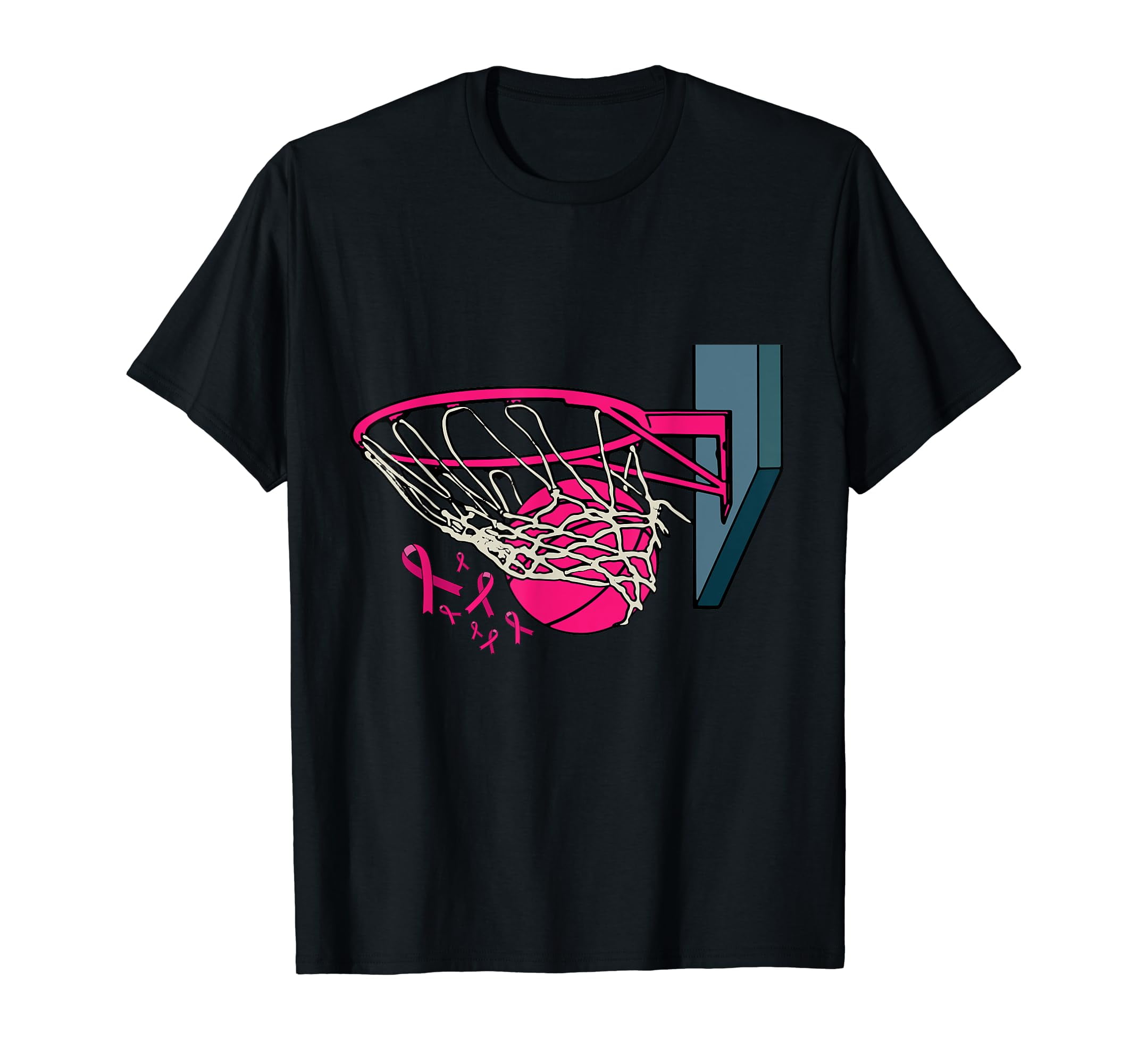 Basketball Player Pink Ribbon Breast Cancer Awareness Sport T-Shirt ...